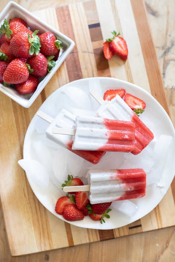 Homemade Sweet and Sour Strawberry Popsicles with Pina Colada - Twelve ...