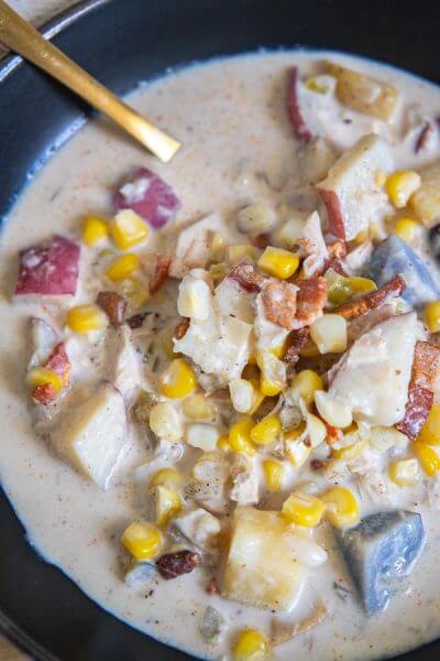 Hearty Creamy Chicken Corn Chowder with Potatoes and Bacon - Twelve On Main