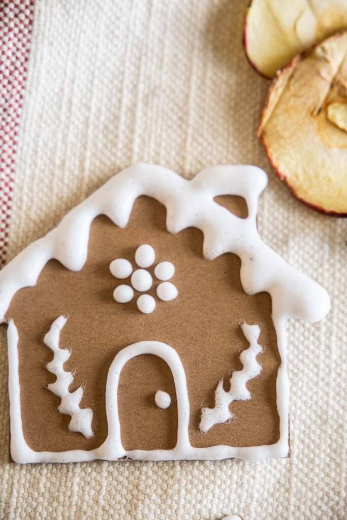 Fake Gingerbread House Ornaments with Homemade Puff Paint - Twelve On Main